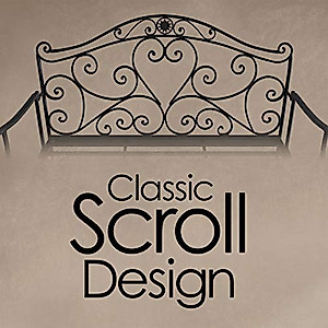 Lavish Home 80-OUTD-3 Durable and Stylish Accent Furniture Folding Garden Bench – Outdoor Seating with Scrollwork Design, Black