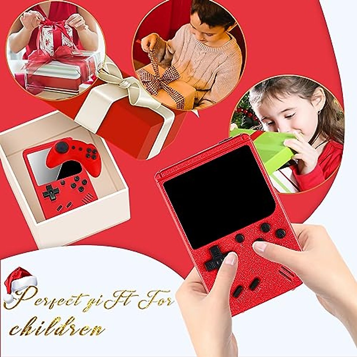 Retro Handheld Game Console for Kids, Portable Mini Hand Held Video Game Console Built in 500 Classic FC Games 3.0-inch Color Screen Support Two Players and TV Output (Red)