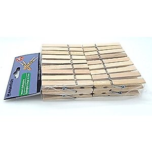 ESSENTIALS 36 Count Wood Clothespins with Spring