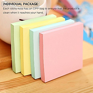 Sticky Notes, Memo Self-Stick 8 Pads/Pack,100 Sheets/Pad, 3 inch X 3 inch, Squares 4 Colors Child Fresh Easy Post