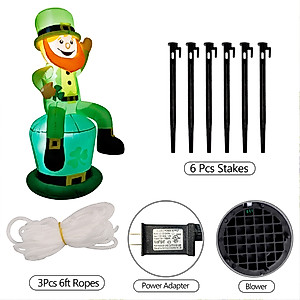 yofit 5 FT St. Patrick's Day Inflatable Leprechaun, Blow up Leprechaun Shamrock Outdoor Decoration with LED Lights, Perfect for Yard Garden Lawn Front Door Holiday Decor