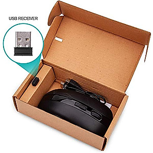 Rii RM200 2.4G Wireless Mouse with USB Nano Receiver, 5 Buttons Rechargeable RGB,3 Adjustable DPI Levels,Colorful Gaming Mouse for Notebook,PC,Computer-Black