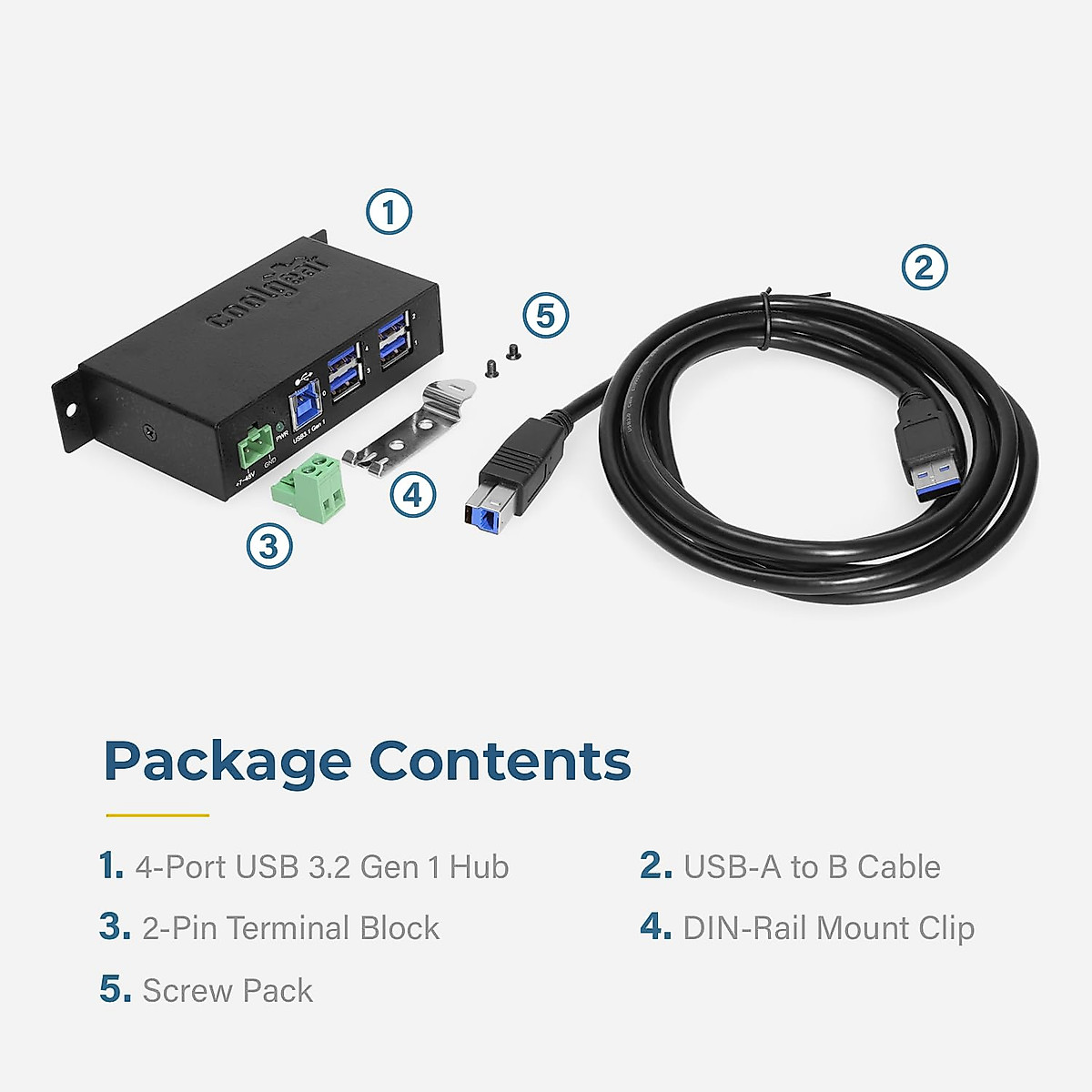 4 Port USB 3.2 Gen 1 Powered Hub w/ESD Surge Protection