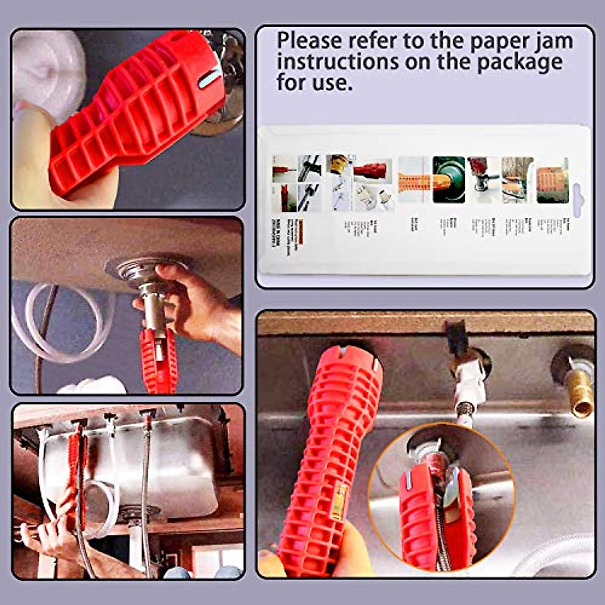 Faucet and Sink Installer,Multi-purpose Wrench (Nuts/Shut off valves/Strainer Baskets/Line&Faucet Nuts) for Toilet Bowl/Sink/Bathroom/Kitchen Plumbing-with 40 Washer Gasket and 2 Thread Seal Tape
