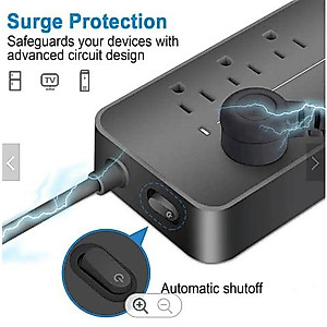 Surge Protector Power Strip with Extension Cord with 8 Outlets and 3 USB Ports, 2 Feet Power Cord (1625W/13A) , 2700 Joules, ETL Listed, Black