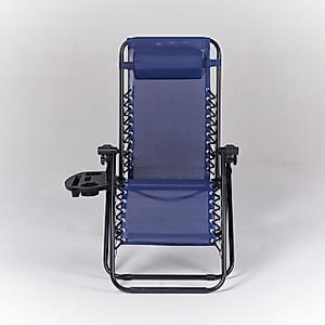 Casa Andrea Milano Outdoor Adjustable Zero Gravity Lounge Chair, Folding Patio Recliner with Headrest, Cup Holder, Side Tray