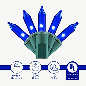 Christmas String Lights [100 Set] 25 Ft Blue Christmas String Lights, for Xmas Tree, Garland, Holiday, Party Décor –Mini Christmas Lights for Tree Weather-Resistant