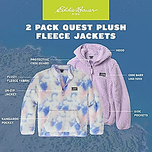 Eddie Bauer Girls Jacket - 2 Pack Ultra Soft Sherpa Fleece Hoodie Sweatshirt for Girls (5-20), Size 18-20, Pastel Lilac