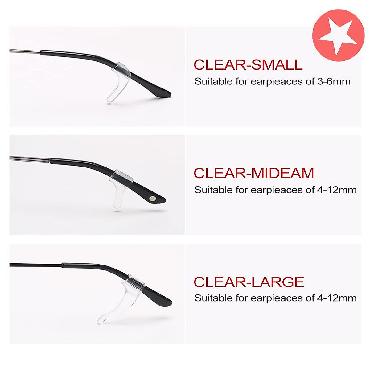 iGeyzoe 25 Pairs Eyeglasses Ear Grip Ear Hooks, Anti-Slip Holder Eyeglasses Stoppers Temple Tips Sleeve Retainer Eyewear Retainers Spectacle Stay For Eyeglasses, Sunglasses, Reading Glasses