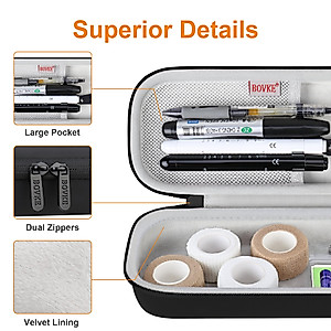 BOVKE 15 Pcs Stethoscope Case Sets Medical Supplies Include Stethoscope Case, Medical Scissors, 2 Penlights with Batteries, Bandage Wraps, Name Card Holder for Nursing School Tool Kits, Black