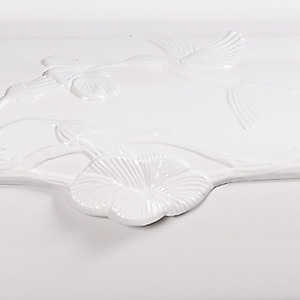 Cast Aluminum Metal Decorative Mailbox with Newspaper Hooks, Easy to Install Wall Mount, Rustproof, Heavy Duty, Hummingbird Horizontal Mail Box for Outside Porch - 17” x 5” x 12.75” (White)