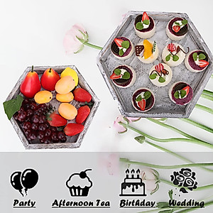 Two Tiered Tray White Farmhouse Decor Trays, Wood Fall Kitchen Decor Tray, 2 Tier Trays Wood Cake Stand Country Decor Tiered Serving Tray Wooden Festival Decorative Tray 19"x15"