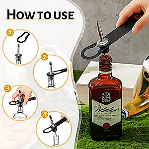 Bottle Opener and Pour Spout Remover Flat Bar Key Stainless Steel Bar Speed Opener Dog Bone Wine Bottle Opener Double Ended Beer Openers for Bartenders Home Kitchen, Black (4 Pieces)