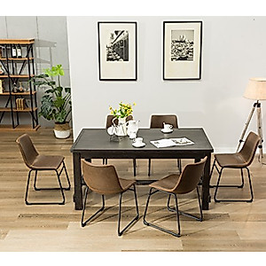 Roundhill Furniture 7 Piece Lotusville Wood Dining Table With Chairs Set, Vintage Brown