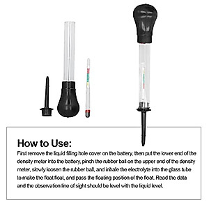 Emoshayoga Hydrometer, Clear Scale Easy Operation Hydrometers Tool 1.100-1.300 Range 2pcs Glass Portable for Battery