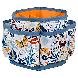 SINGER 360 Degree Rotating Organizer for Tabletop, Counter, Storage, Sewing Supplies, Art Supplies with Compartments, Butterfly Floral Print