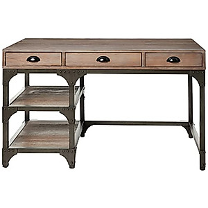 ACME Gorden Desk - 92325 - Weathered Oak & Antique Silver