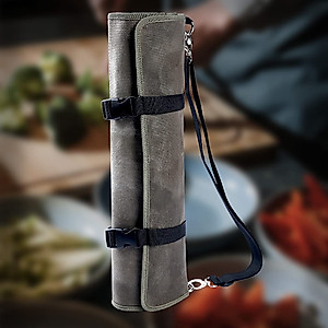 JNMMPEARL Chef’s Knife Roll Bag, Waxed Canvas Knife Cutlery Carrier,Knife Pouch Holders With 10 Slots Plus 1 Zipper Pockets, storage bag for knives，gifts for chefs and cooking beginners， ArmyGreen