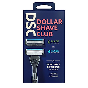 Dollar Shave Club Men's Razor Mixed Starter Shaving Kit Includes 1 Handle, 4-Blade Cartridge, and 6-Blade Cartridge 3 Count For a Comfortable and Smooth Shave Shaving Kit for Men