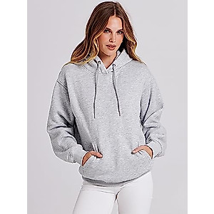 ANRABESS Women's Oversized Hoodies Fleece Casual Pullover Drawstring Long Sleeve Hooded Sweatshirts 2023 Fall Fashion Clothes Trendy Y2k Outfits for Teen Girls A1072huahui-S Heather Gray