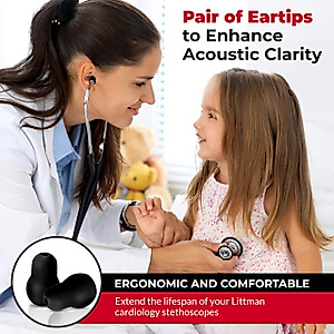 MotivatEM Stethoscope Replacement Part Kit for Littman Stethoscope Classic 3, Cardiology 3 & Cardiology 4 - Fits Classic III, Cardiology III & IV (Black)