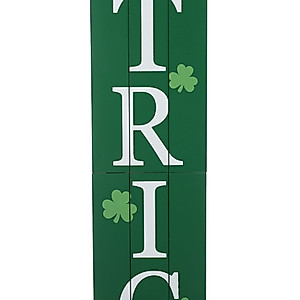 Glitzhome 60"L Wooden St. Patrick's Porch Sign, Happy St Patrick's Day Vertical Porch Decor for Home Front Door Yard Party