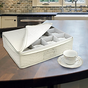 Sorbus China Storage Containers - 5 Pc Quilted Set for Moving & Transporting Dinnerware, Dishes, Round Plates, Glassware, Cups & Mugs with Felt Plate Protectors - Fine China Glass, Plate Storage Cases