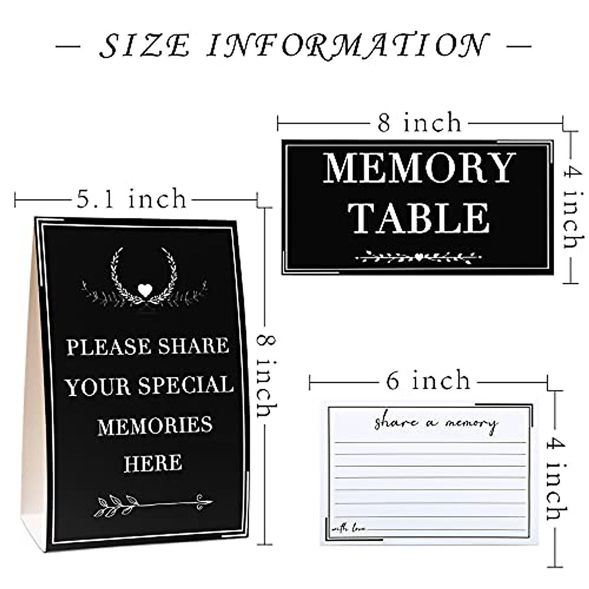Outus 52 Pieces Share a Memory Cards Funeral Guest Book Memory Card for Celebration of Life, Birthday, Graduation, Wedding, Anniversary, Retirement, Baby Showers (Black)