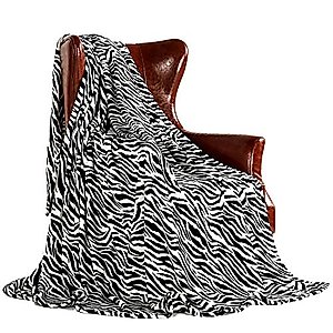 MERRYLIFE Zebra Print Throw Blanket Lightweight Soft Plush Couch Bed Sofa Blanket 60" 90"