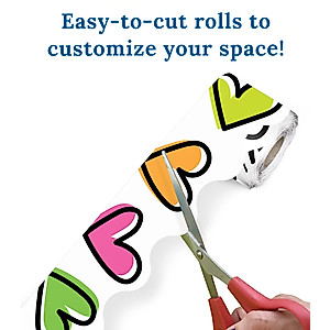 Carson Dellosa Kind Vibes Doodle Heart Bulletin Board Borders, 36 Feet of Scalloped Heart Classroom Borders for Bulletin Board