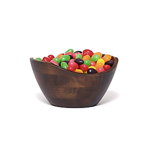 Lipper International Set of 4 Walnut Finish Small Wavy Rim Bowls