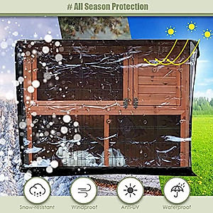 Gicov Rabbit Hutch Cover 4ft Waterproof Double Decker Rabbit Cage Cover Bunny Hutch Protector with Air Hole Visible Lid for Winter Outdoor