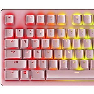 Mechanical Gaming Keyboard RGB LED Backlit Wired Keyboard with Switches for Windows Gaming PC (104Keys, pink)
