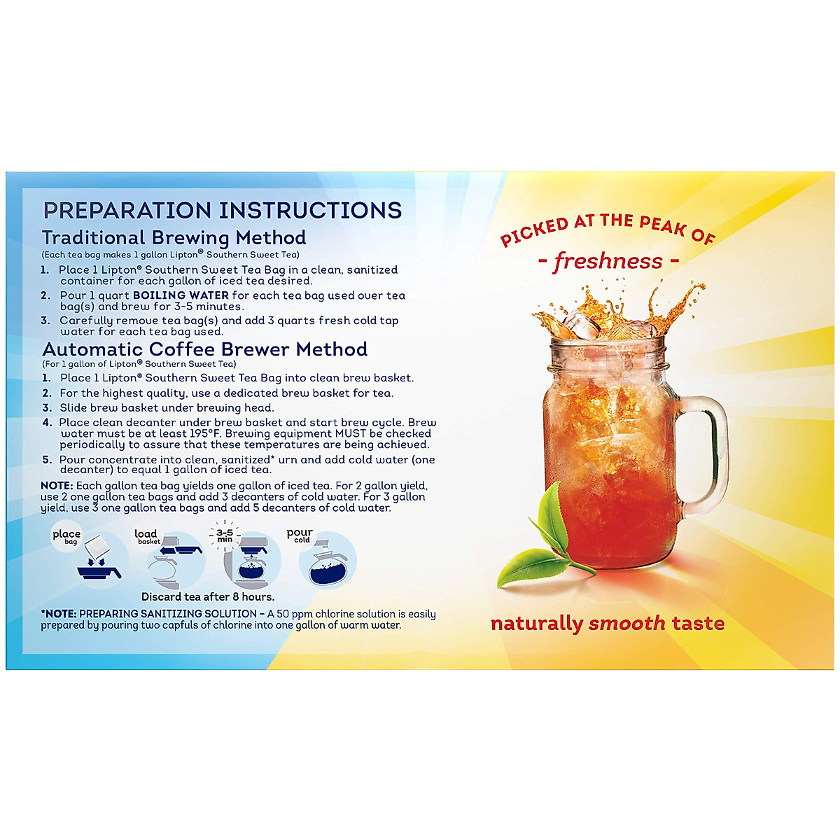 Lipton Southern Sweet Tea, Gallon-Size Tea Bags, 22 Count Box (Pack of 2) with By The Cup To Go Cup
