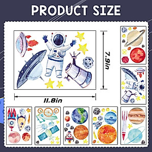 Space Wall Decals,Space Wall Stickers Planets Astronaut Rocket Spacecraft Alien Galaxy Wall Decals Solar System Stickers Outer Space Room Decor for Kids Boys Girls Toddler Nursery Bedroom Decor