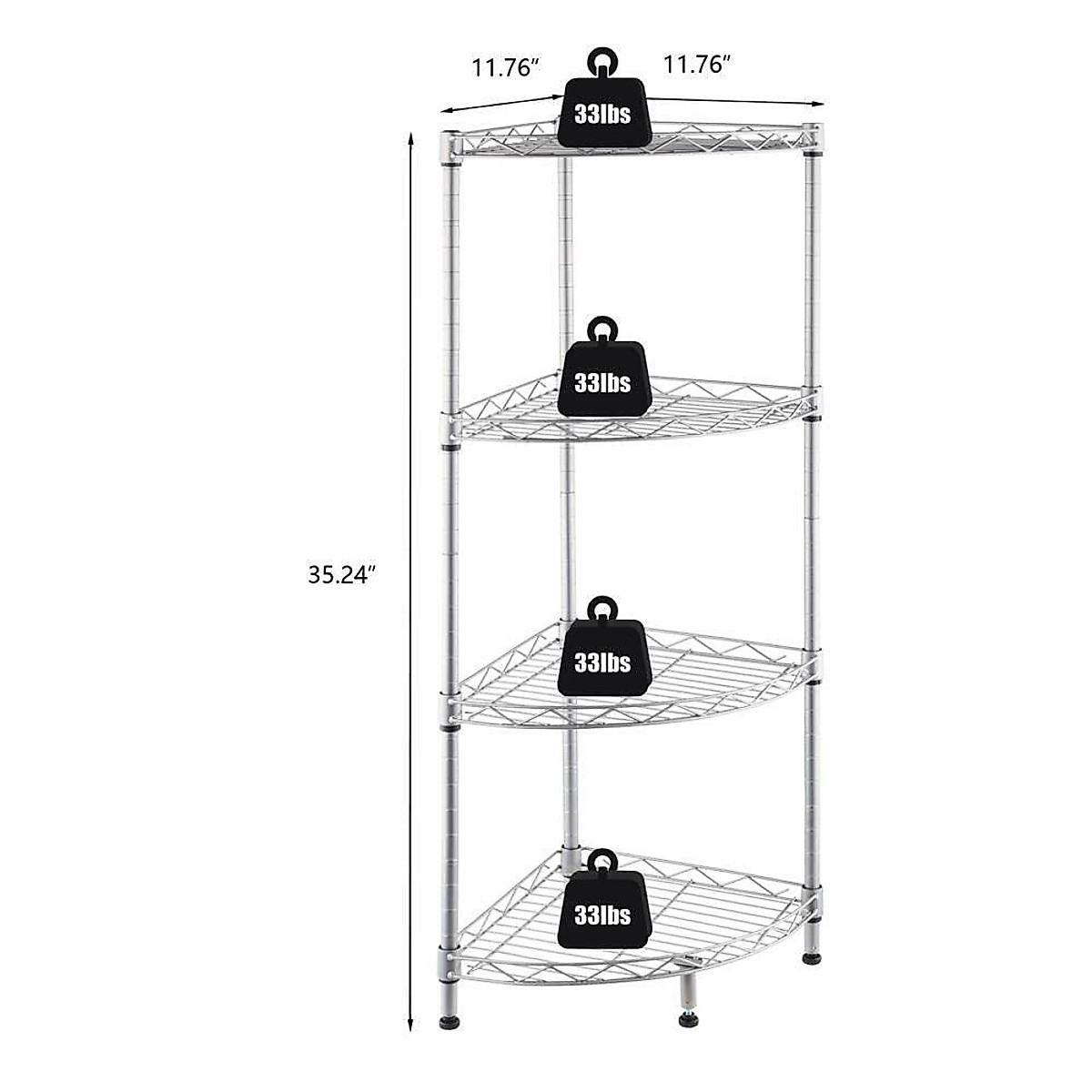 VCJTA 4 Tier Corner Shelf Rack Kitchen Bathroom Storage Wire Organizer Space Saving