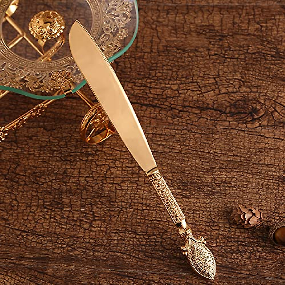 European Style Wedding Cake Knife and Server Set Exquisite Cake Cutting Set for Wedding Cake Cutting Set for Wedding (Gold-1)