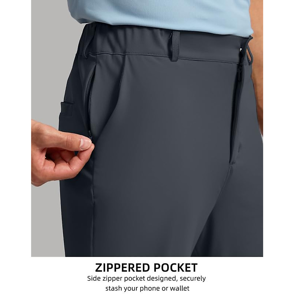 Soothfeel Men's Golf Pants with 5 Pockets Slim Fit Stretch Sweatpants Casual Travel Dress Work Pants for Men (Ink Grey, L)