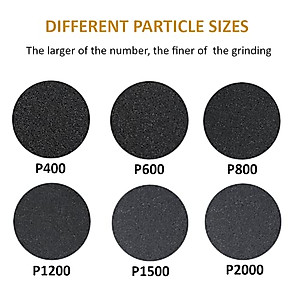 120Pcs Micro Detail Sander Paper Kit Micro Zip Finger Sander Handle Mini Mouse Sander 3.5 x 1 Inch Silicon Carbide Assorted Grit of 400 600 800 1200 1500 2000 for Wood Polishing Metal Automotive