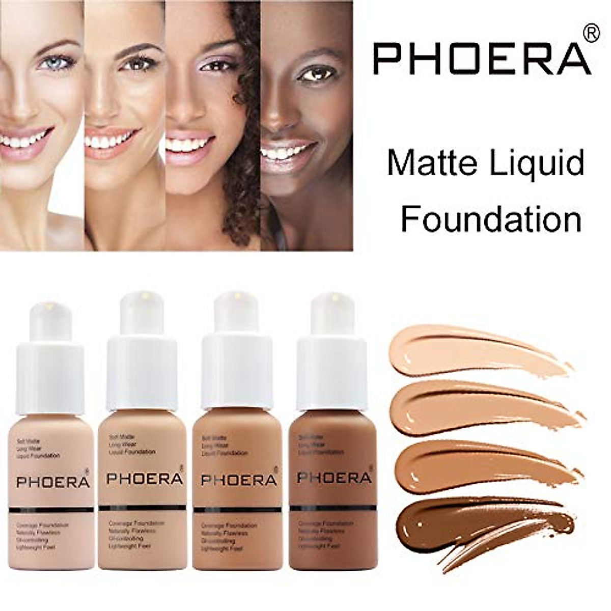 2 Pack PHOERA Foundation 104 Buff Beige Makeup,Full Coverage Foundation for Women and Girls