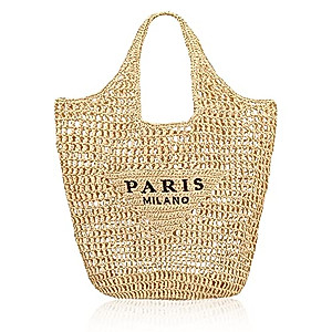 Straw Tote Bag for women,Mesh Hollow Woven Tote Bag,Handbag Beach Bag,Paris Hobo Bag,Large Shoulder Travel Tote Bag