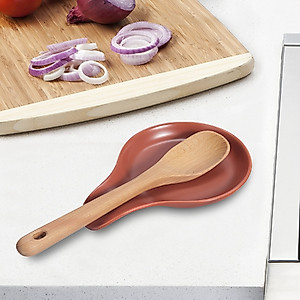 OGGI Jumbo Ceramic Spoon Rest- Spoon Rest for Stove Top, Spoon Holder for Countertop, Kitchen Decor for Counter, Coffee Bar Accessories, Brick Red