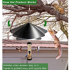 Fandature 19 Inch PP Squirrel Proof Baffle for Protecting Outside Pole Bird Feeders and Bird Houses, Hang Mount Raccoon and Squirrel Guard Stopper for Shepherd Hooks - Black, 1 Pack