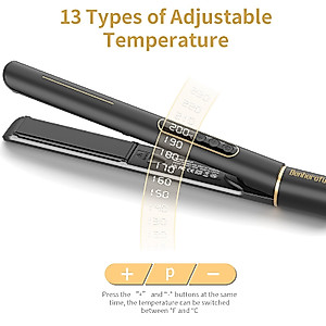 Ceramic Hair Straightener - Professional Flat Iron 13 Adjustable Temp 230°F-450°F, Negative Ion for Smooth & Shiny Hair, Dual Voltage 100V-240V Travel Friendly & 1 Hour Auto-Off