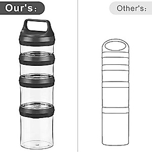 SELEWARE Stackable Snack Jars, Twist Lock Stackable Containers Set, Food Storage Travel Container for Storing Milk Protein Powder Snacks, BPA Free, 4-Piece for 1 Pack (Black, Total 31oz)