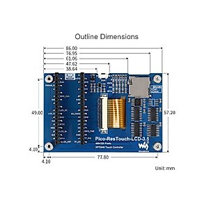 waveshare for Raspberry Pi Pico LCD 3.5inch Touch Display Module 480×320 Resolution 65K Colors Display IPS Screen,Resistive Touch Controller XPT2046, ILI9488 Driver, Using SPI Bus