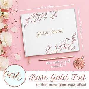 Wedding Guest Book Guest Book Wedding Gift Bag Reception Card and Pen are Included, Durable Paper Stock Pink Foil Printing on The Cover Guest Book Wedding Reception Wedding Books for Guest to Sign