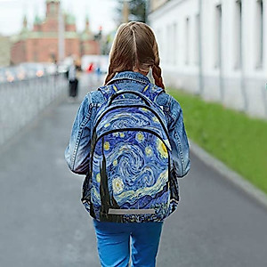 Caikeny Vincent Van Gogh Backpacks Travel Laptop The Starry Night School Backpack Computer Book Bag for Kids Men Women Outdoor Hiking Camping