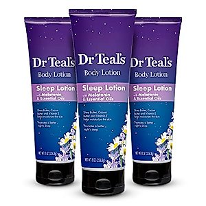Dr Teal's Body Lotion, Sleep Lotion with Melatonin & Essential Oils, 8 fl oz (Pack of 3)