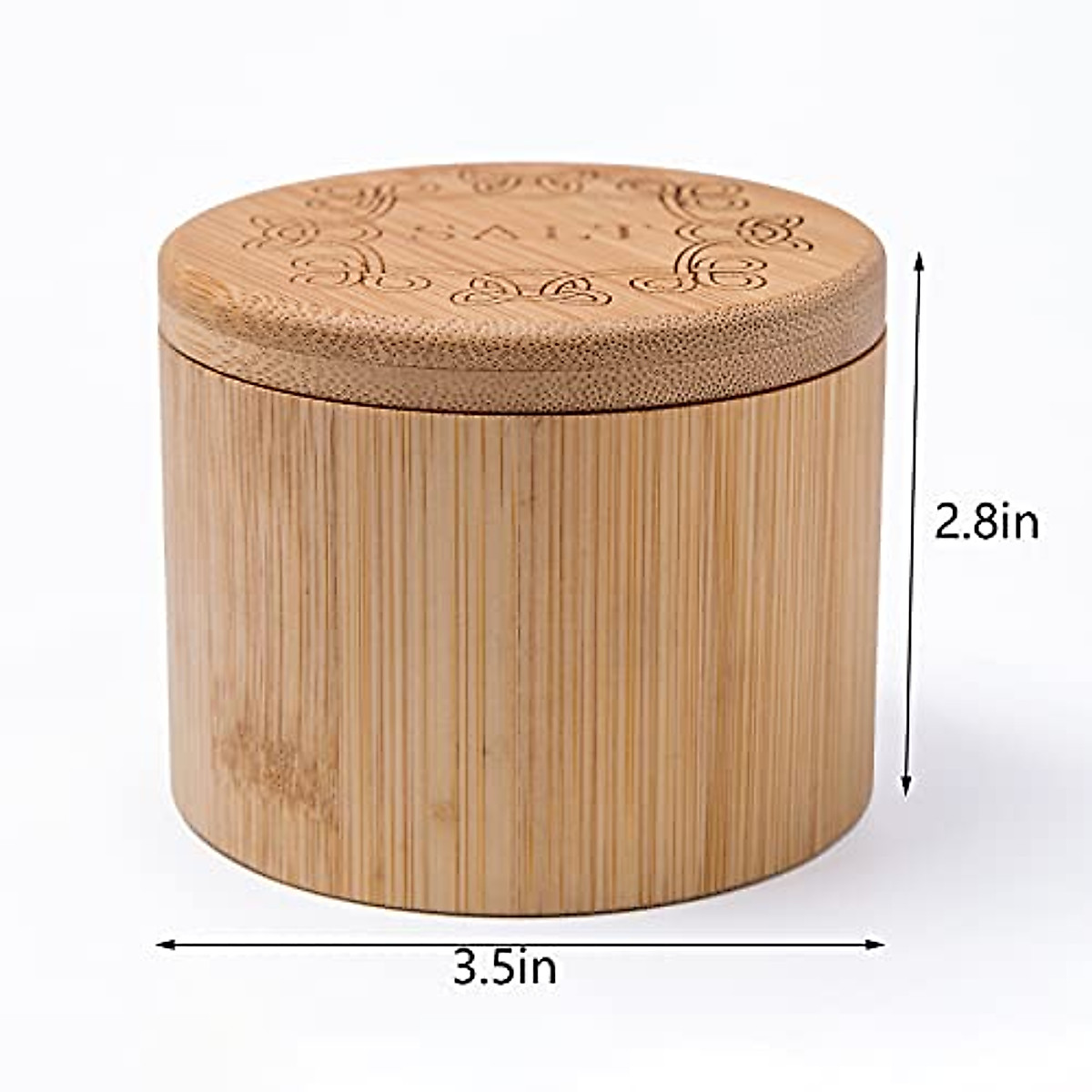 TENSITY Salt Box, Bamboo Storage Box with Magnetic Swivel Lid, Bamboo Seasonings Box with Mini Spoon (Celtic Knot)